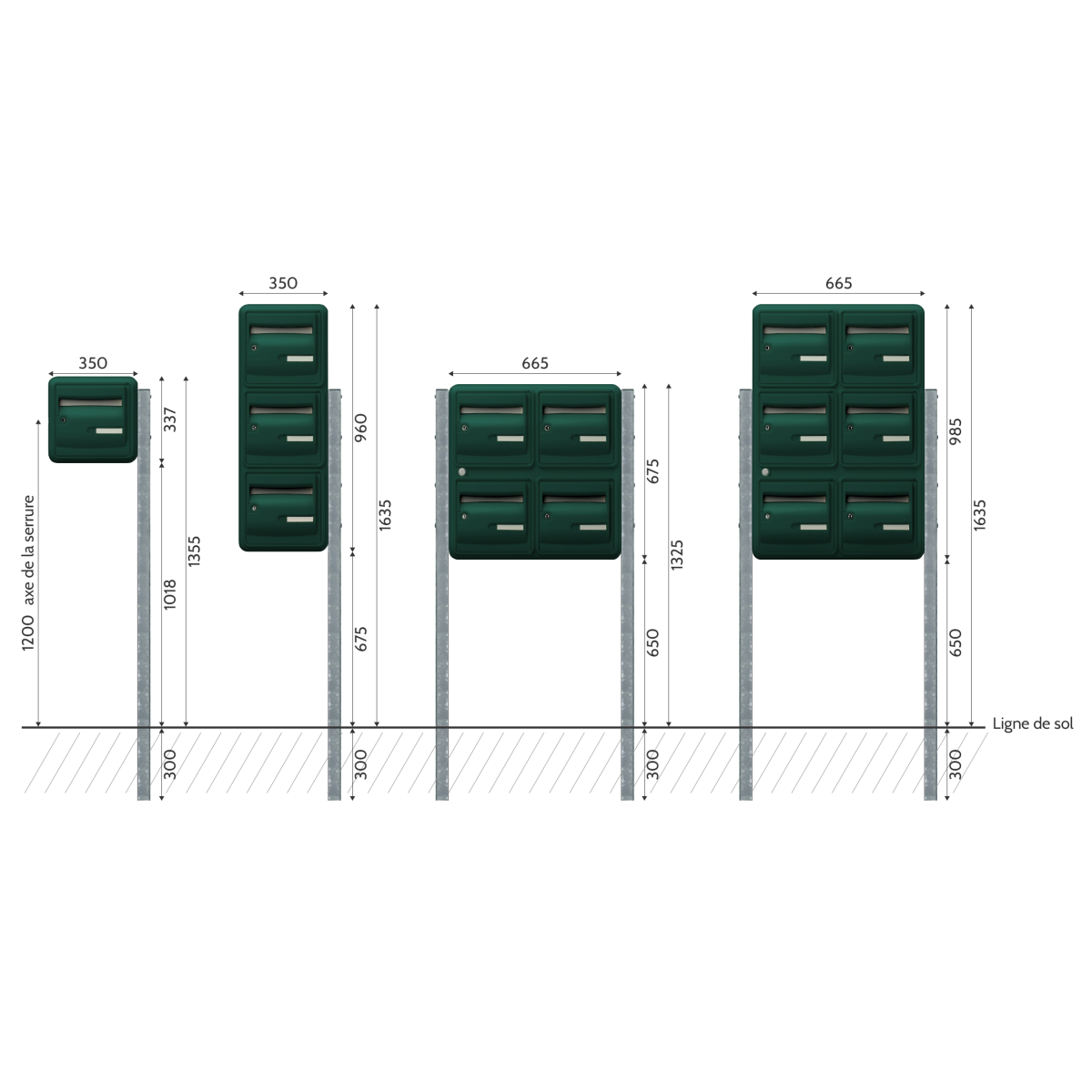Boite aux lettres Individuelle verte et originale. Normalisée.